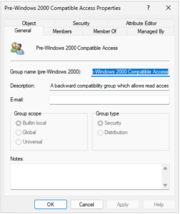 Understanding the Risks of Pre-Windows 2000 Compatible Access Settings ...